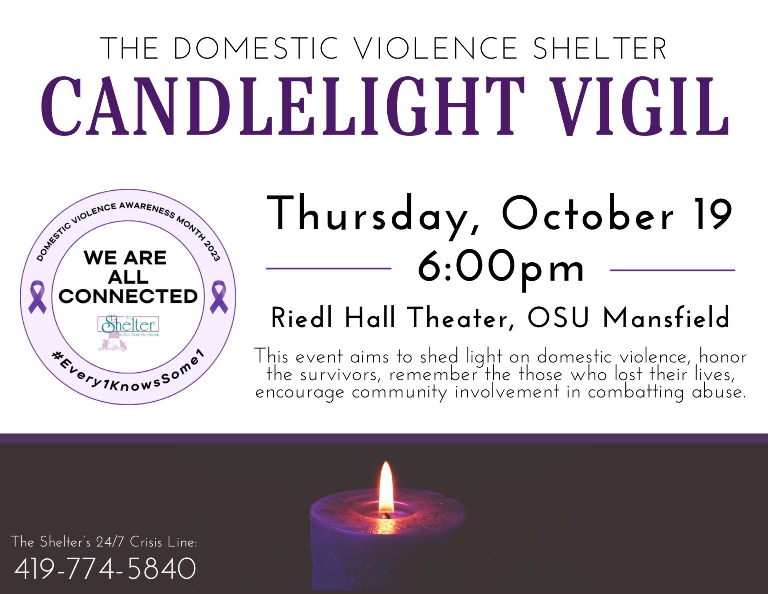 The Domestic Violence Shelter Candlelight Vigil | Mental Health & Recovery Services Board